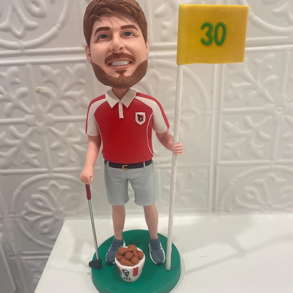 Custom Golf Bobblehead: Personalized Golfer Gift, Handmade Polymer Clay ...