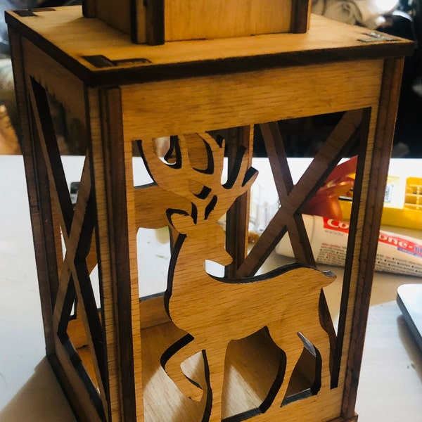 Christmas Reindeer Plywood Lantern Laser Cut Files Cnc Router Plans DXF ...