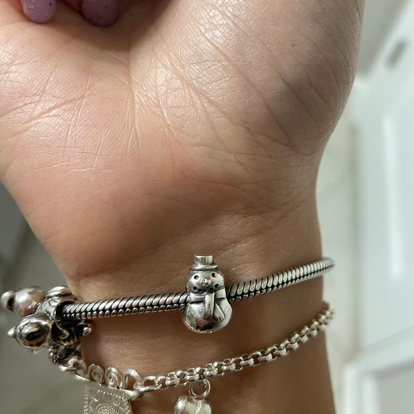 PANDORA RARE Dainty Bow Sterling Silver Safety Chain With Clear Cubic ...