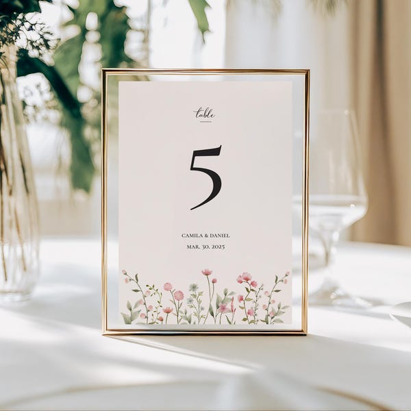 5x7 Wedding Table Number, Bar Menu Mockup, PSD Frame Sign Mockup ...