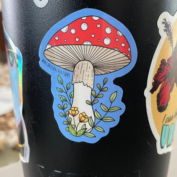 Mushroom Sticker | Stickers for Hydroflask | Laptop Stickers | Flower ...