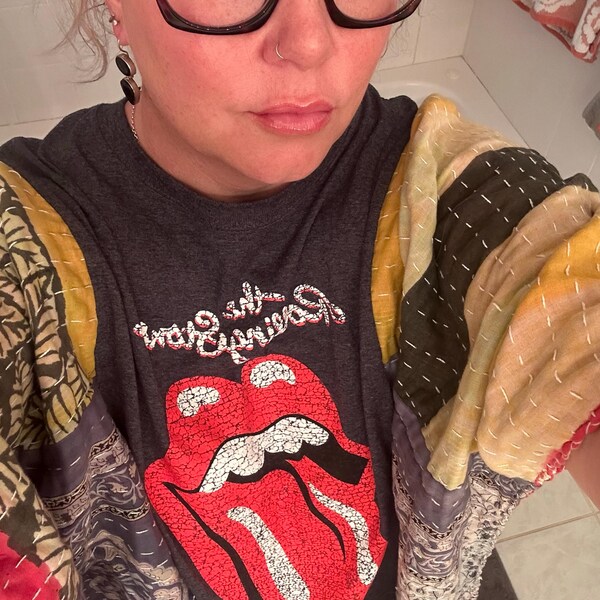 Pink Floyd Upcycled Kantha Tee Doll Baby Oversized Fits a Small to ...