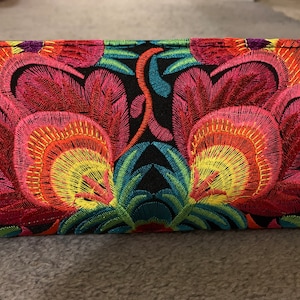 Red Flower Boho Wallet for Women, Hmong Embroidered Purse, Bohemian ...