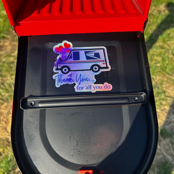Thank You Postal Sticker Holographic Vinyl Decal for Mailbox Mailman ...