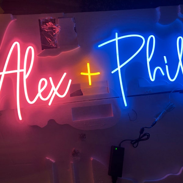 Custom Neon Signs: Names Neon Sign With Heart, Wedding Decoration for ...