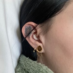 14K Solid Gold Triple Chain Attachment, Double Chain Piercing, Loop ...