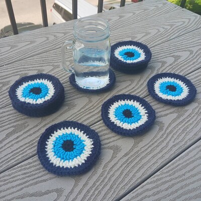 PDF Evil Eye Coaster Crochet Pattern - Etsy