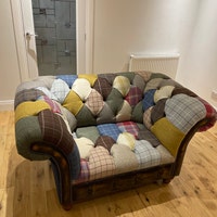 Unique British Handmade 3 Seater Patchwork Chesterfield Sofa ...