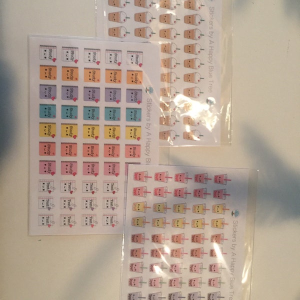 Happy Study Test Reminder Tracker Cute Kawaii Planner Stickers Erin ...