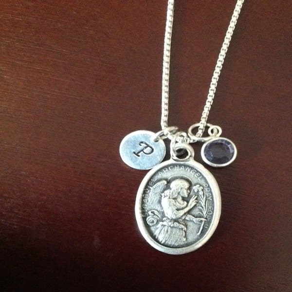 Archangel Gabriel Saint St Gabriel Necklace - Personalized Initial ...