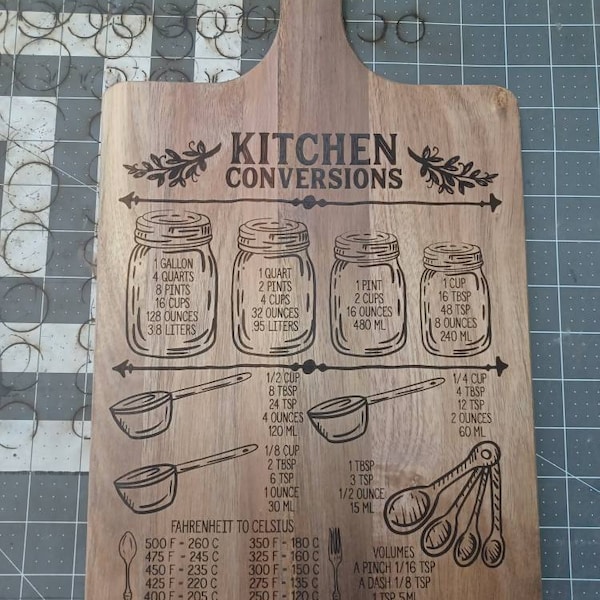 Glowforge Kitchen Conversions SVG | Engraved Cutting Board SVG ...