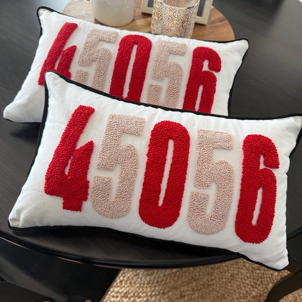 Zip Code Pillow, Housewarming Gift, Punch Needle Custom Pillow ...
