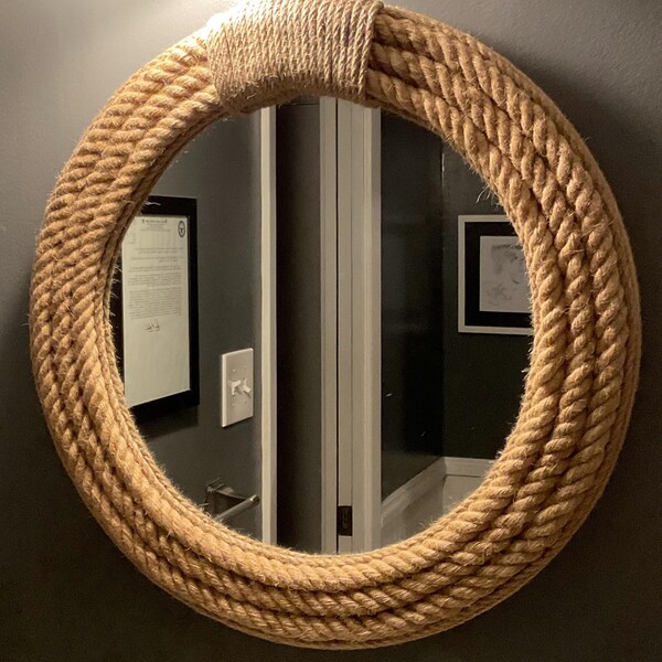 Jute Rope, Nautical Hampton Round Wall Mirror, Rustic Decor, Farmhouse ...