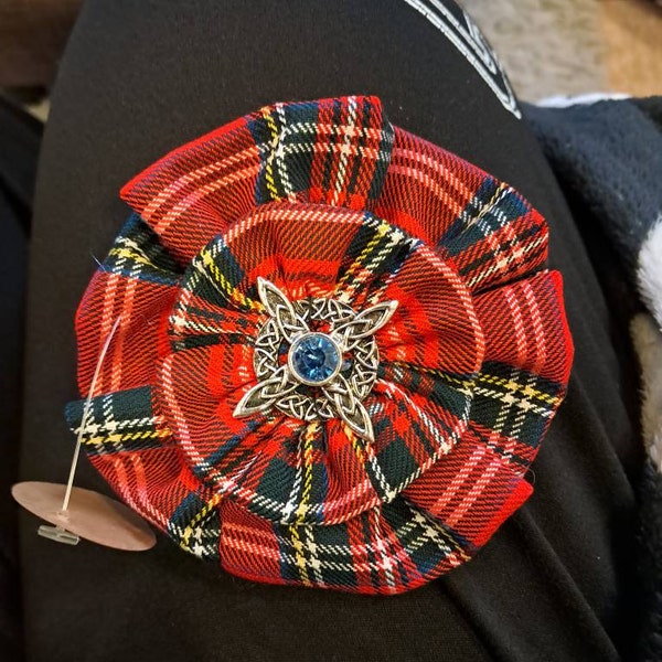 Scottish Campbell Ancient Stewart Tartan Plaid Sash Rosette Burns Night ...