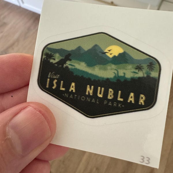Jurassic Park Sticker, Jurassic Park Isla Nublar Sticker, Visit Isla ...