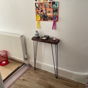 RUSTIC Console Table SLIMLINE With Hair Pin Legs Reclaimed Timber Style ...