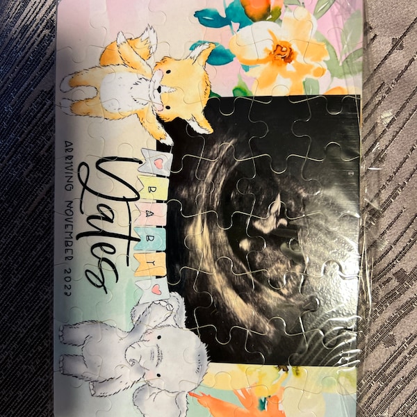 PREGNANCY Announcement PUZZLE With Custom Ultrasound Photo | Text is ...