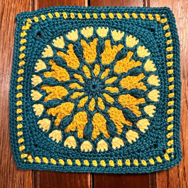 Stained Glass Crochet Square PATTERN: Midsommar Flower Afghan (PDF ...