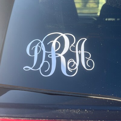Monogram Car Decal / Car Decal / Script Monogram / Vinyl Monogram ...