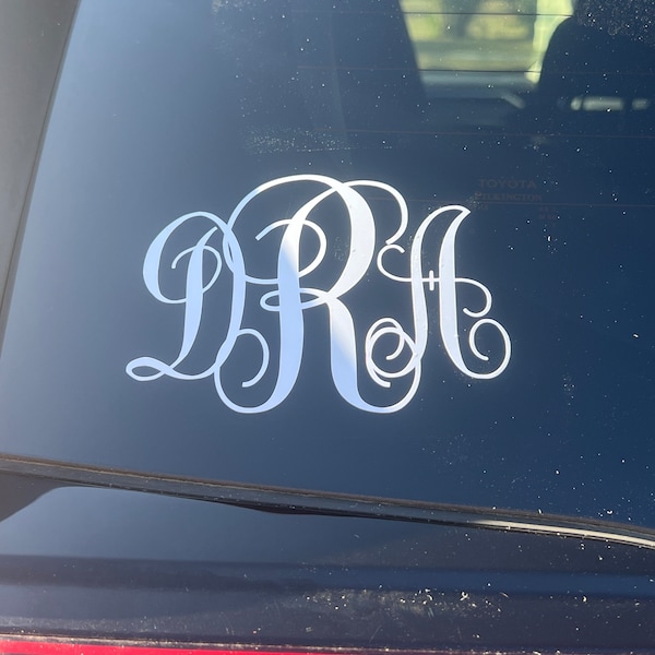 Monogram Car Decal / Car Decal / Script Monogram / Vinyl Monogram ...
