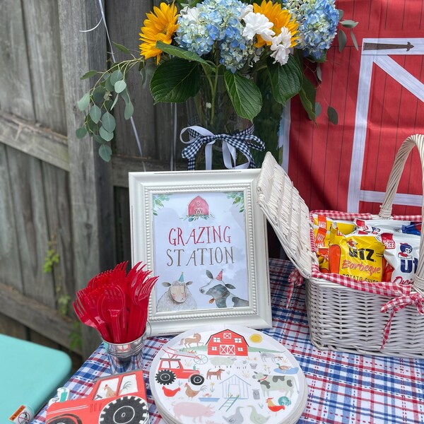 Grazing Station Food Party Sign Farm Birthday Sign Table Decor Barnyard ...