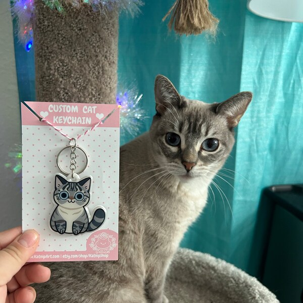 Personalized Cat Keychain for Cat Moms, Custom Cat Keychains, Custom ...