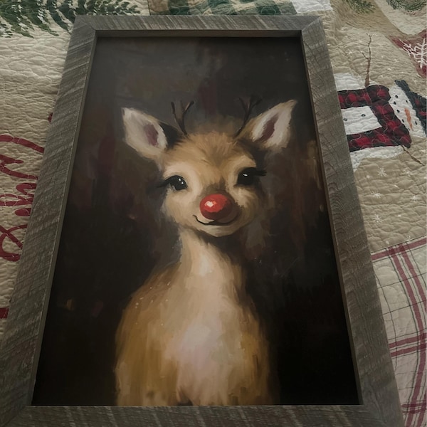 Rudolph [framed Print] Cute Reindeer Decor | Whimsical Christmas ...