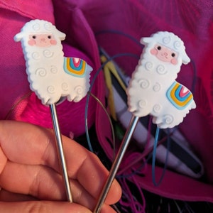 Stitch Stoppers White Llama Knitting Needle Alpaca Point Protectors ...