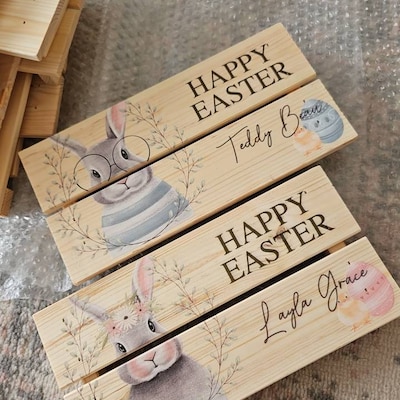 Personalised Easter Crate Personalised Easter Box Rabbit Design Easter ...