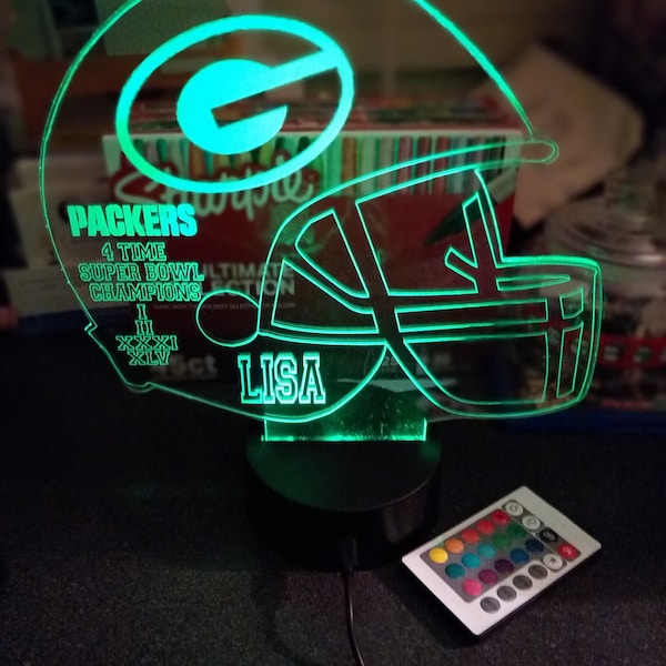Green Bay Packers, LED Football Sports Fan Lamp, Custom Made Night ...