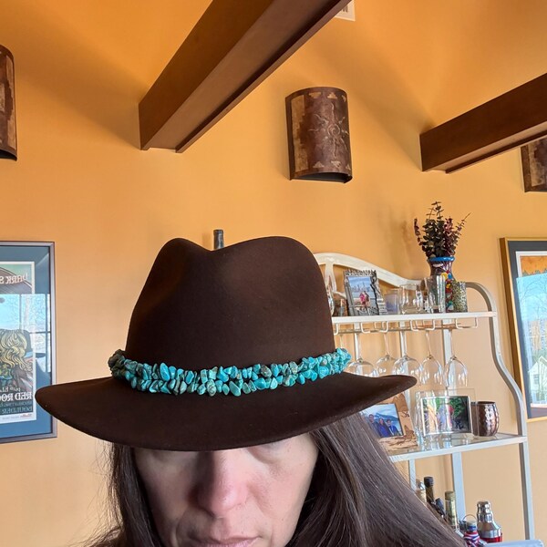 Cross Hat Band, Western Bone or Turquoise Howlite Cross and Hairpipe ...