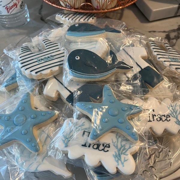Beach, Whale Themed Birthday Cookies (36 Cookies) - Etsy