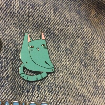 Enamel Pin Blue Cat - Etsy Australia