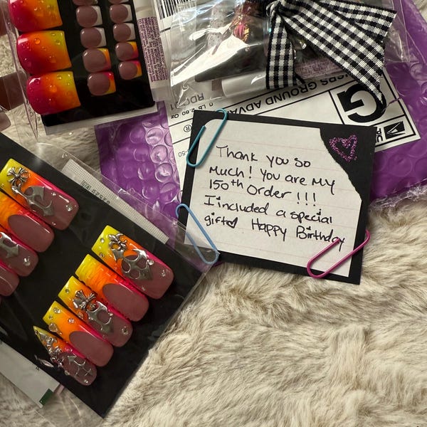 Birthday Cake(candle Nails You Can Light on Fire)press on Nails|cake ...