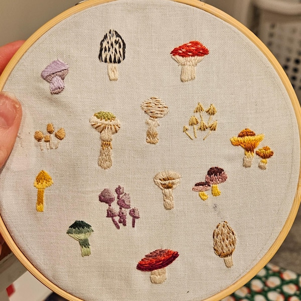 Tiny Mushrooms Hand Embroidery Pattern PDF Download, Embroidery Hoop ...