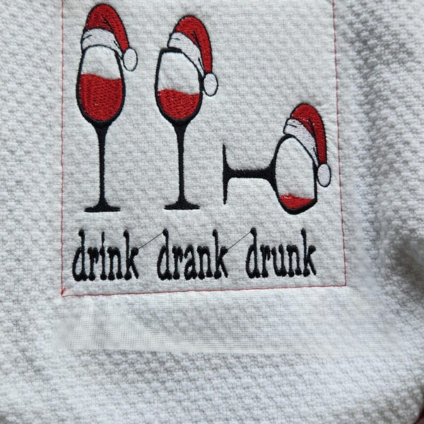 Drink Drank Drunk Embroidery Design, Trend Christmas Machine Embroidery ...