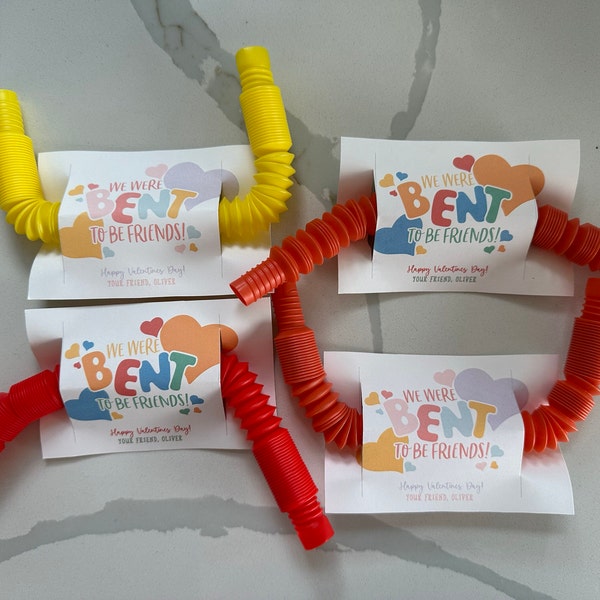 Fidget Pop Tube Valentine Printable, We Were Bent to Be Friends ...