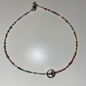 Peace Sign Choker,peace Sign Necklace,beaded Choker/beaded Necklace ...