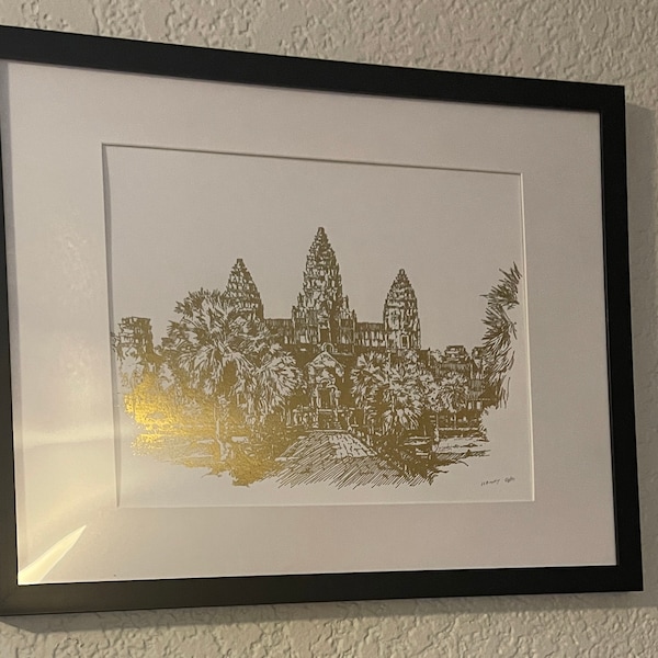 Cambodia Art Print, Angkor Wat Gold Foil Print, Southeast Asia Art ...
