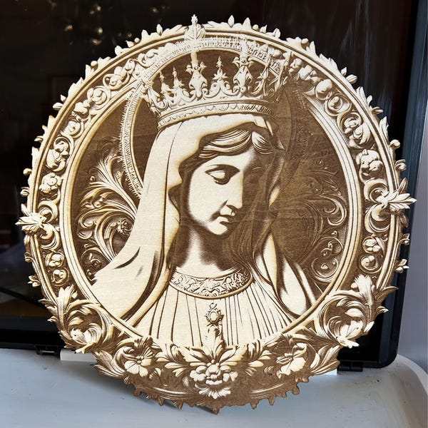 Virgin Mary 3D Illusion Digital Design for Wood Laser Engraving ...