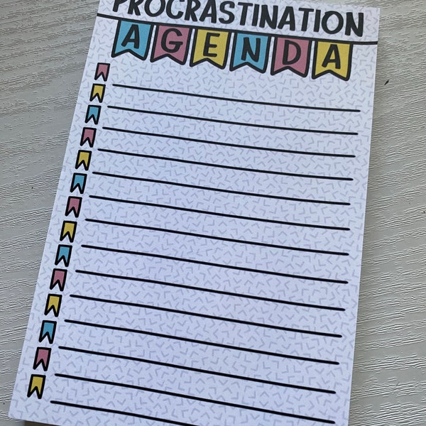 Procrastination Agenda Notepad, Cute Memo Pad, Sarcastic Note Pad ...
