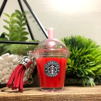 Mini Coffee Keychain //inspired Drink Keychain// Pink Drink Key Chain ...