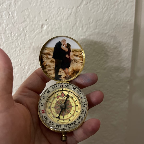 Engraved Photo Compass, Personalized Wedding Gift - Etsy