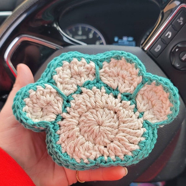 Crochet Pattern, Cat & Paw Coaster 2FOR1 Animal Paw Print Kitty - Etsy