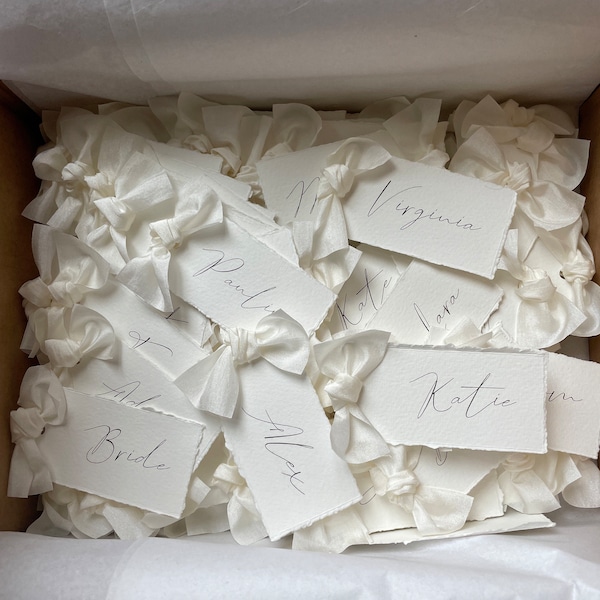 Bow Place Name Tags, Personalised Name Tags, Wedding Place Cards, Name ...