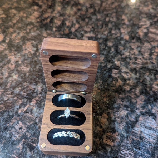 Triple Flip Wooden Ring Box, Custom Wedding Ring Box, Engagement Ring ...