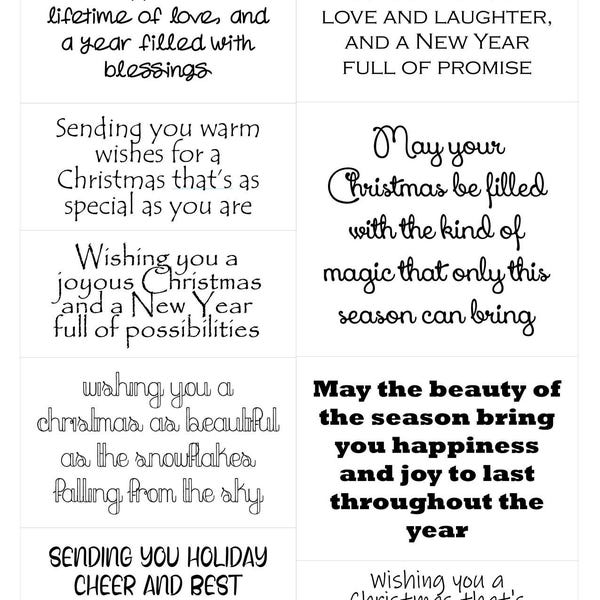 Christmas Volume 2 - Christmas Card Making Sentiments - Card Greeting ...