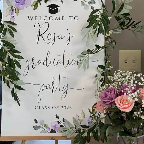 Purple Graduation Party Welcome Sign, Lavender Graduation Welcome Sign ...