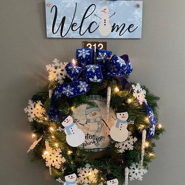 Christmas Sign, Winter Door Sign, Let It Snow Sign, Round Sign ...