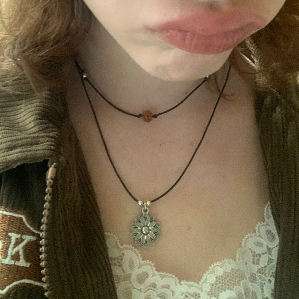 Flower Power Choker, Healing Crystal Double Wrapped Choker Necklace ...